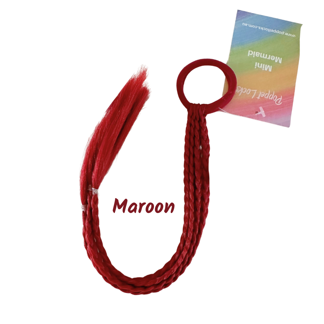 Plaited Ponytail Extension - Mini -Maroon - 12" – Poppet Locks