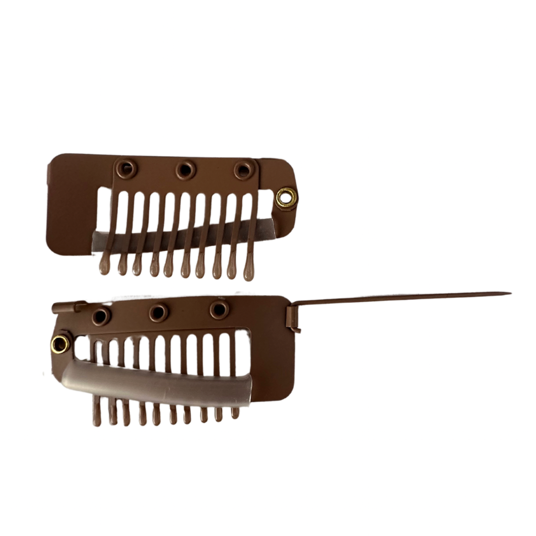 Hair Extension clip with safety pin - Brown – Poppet Locks