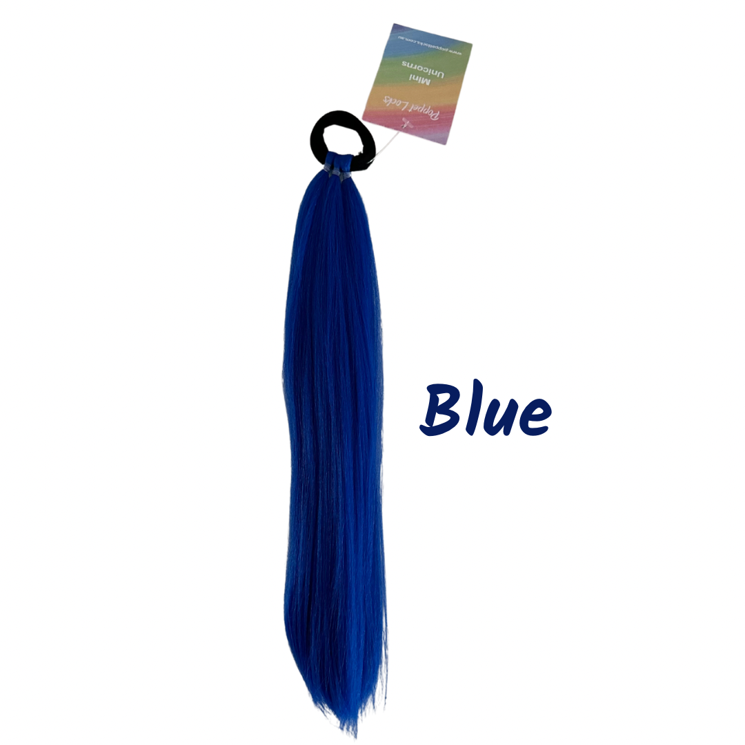 Straight Ponytail Extension - Mini - Blue - 12" – Poppet Locks