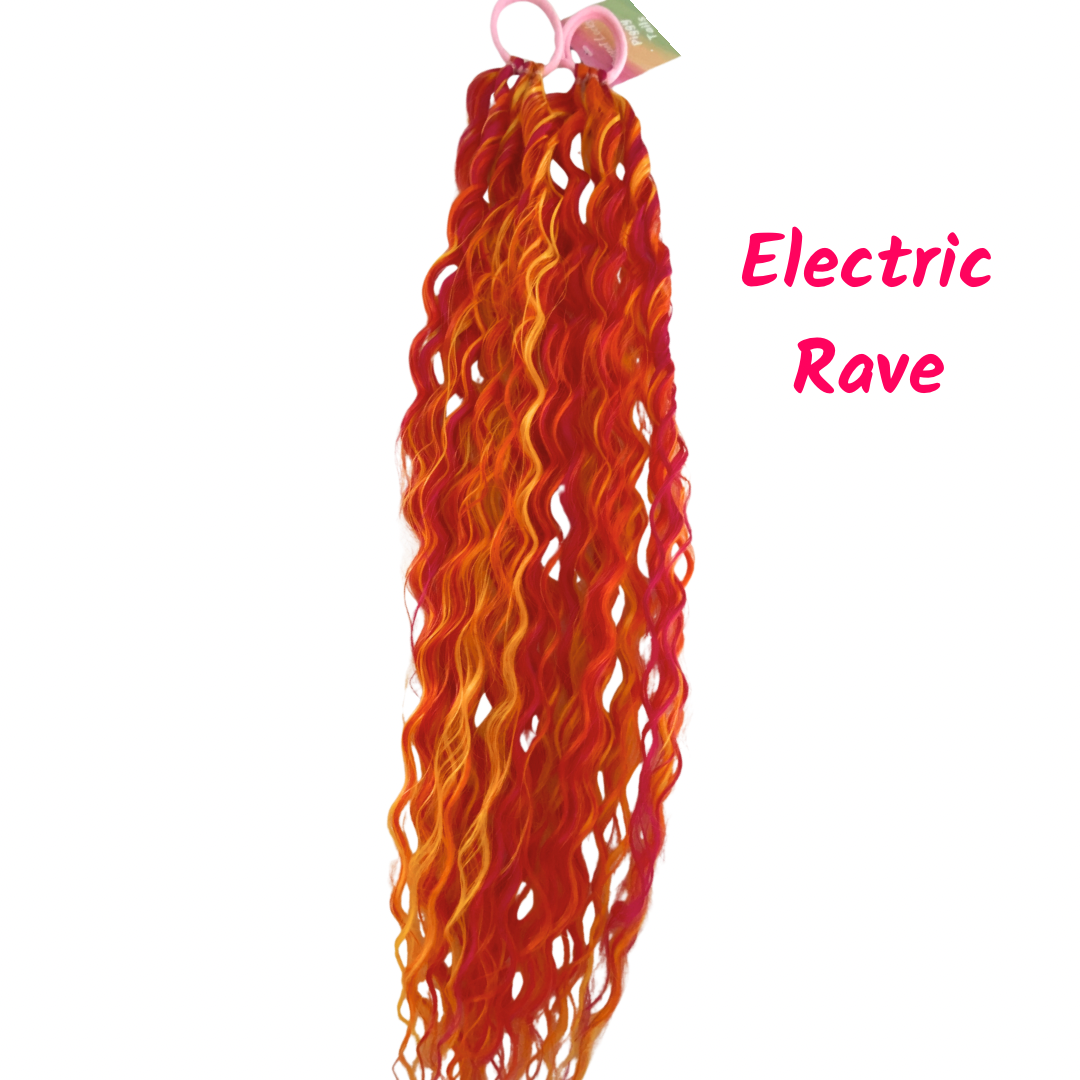 22" Long Piggy Tails - Mermaid waves - Electric Rave – Poppet Locks