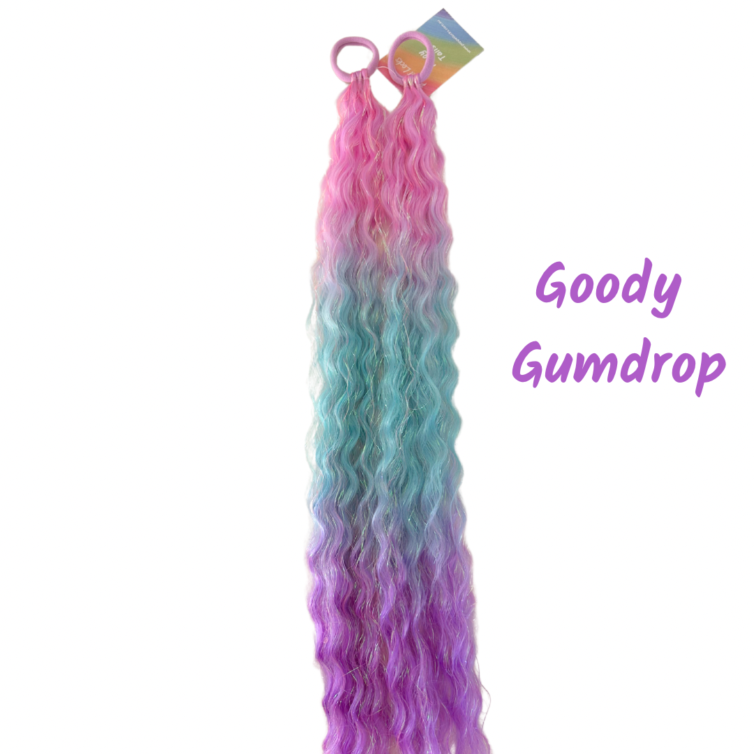 22" Long Piggy Tails - Mermaid waves - Goody Gumdrop – Poppet Locks